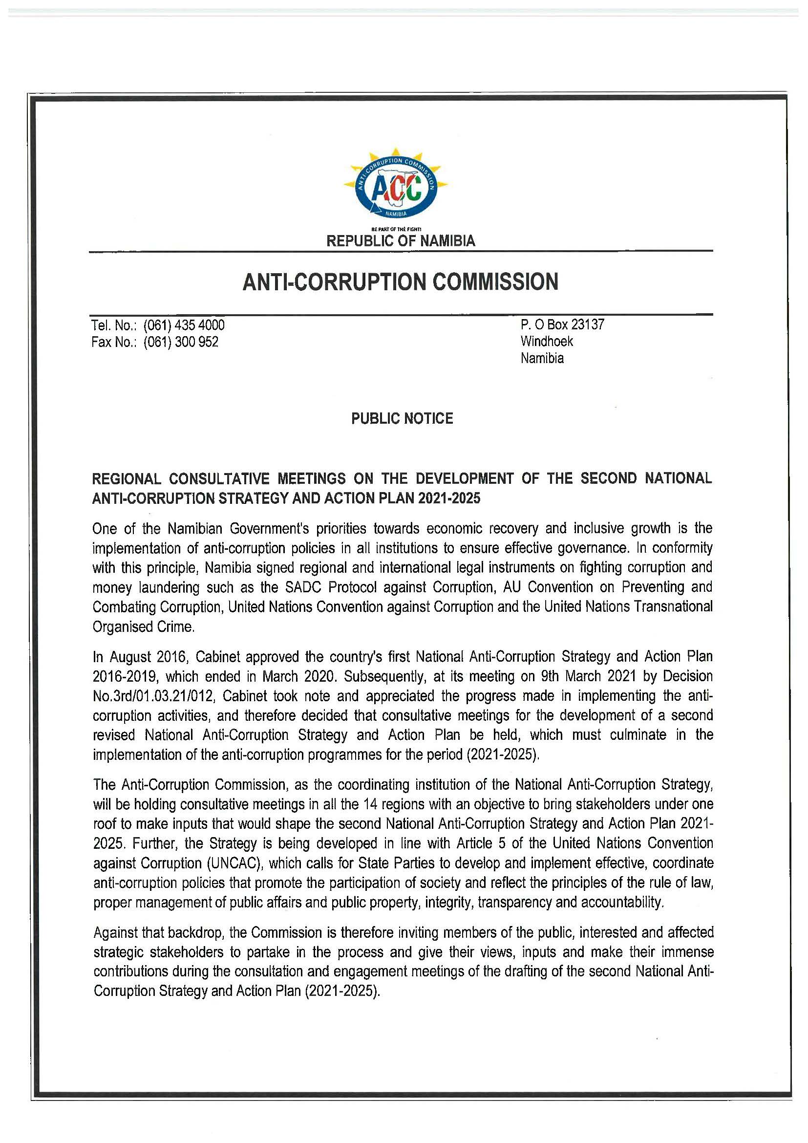 ANTI-CORRUPTION STRATEGY - ACC - GRN Portal